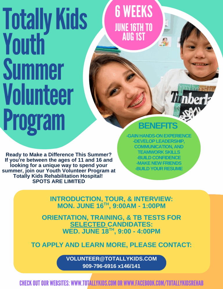 Youth Volunteer Program – Totally Kids® Rehabilitation Hospital